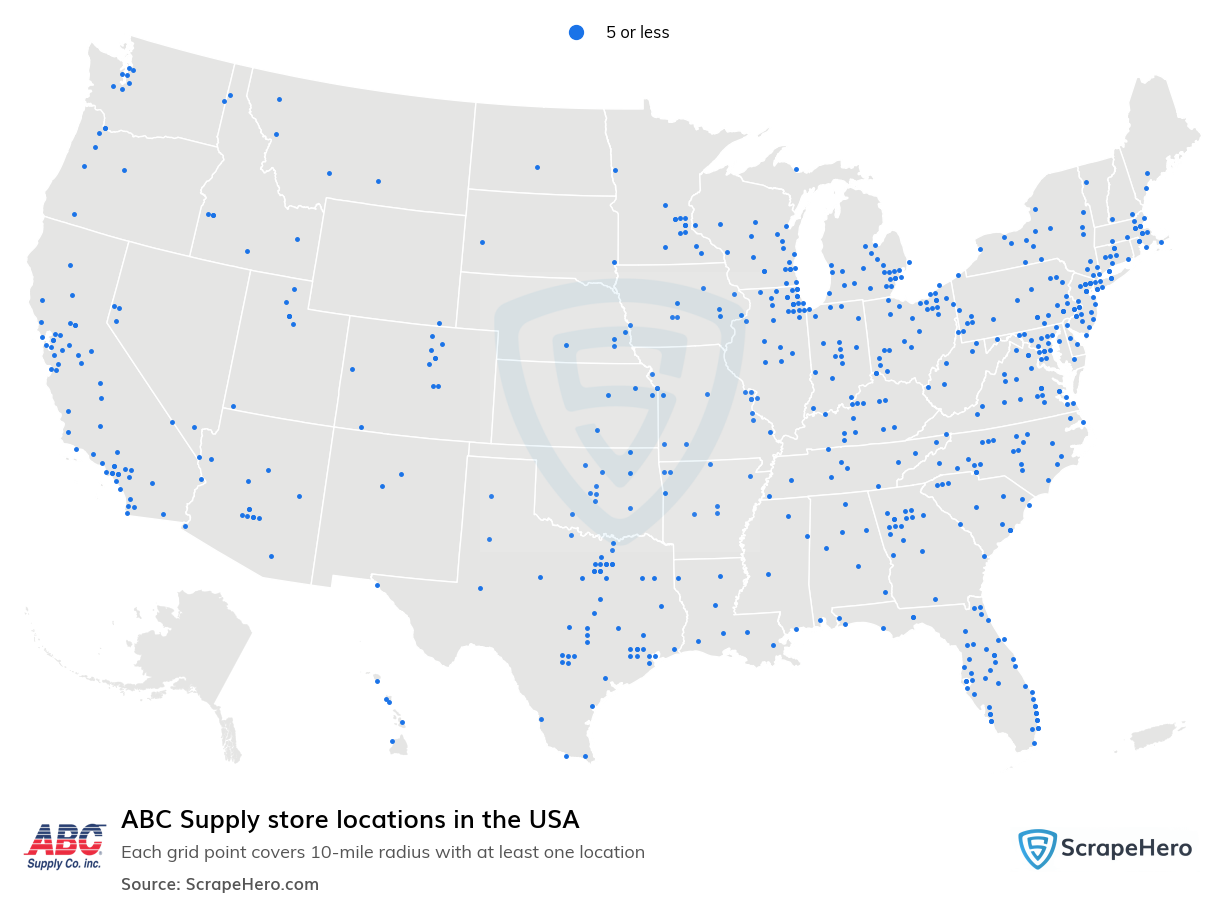 Number Of ABC Supply Locations In The USA In 2023 ScrapeHero Number Of ABC Supply Locations In The USA In 2023 ScrapeHero