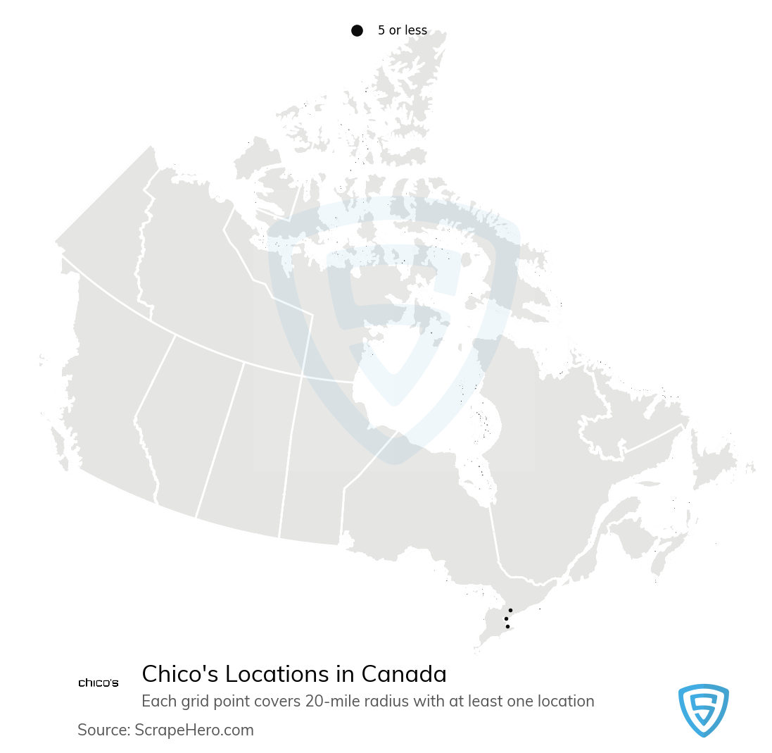 List of all Chico's store locations in Canada - ScrapeHero Data Store