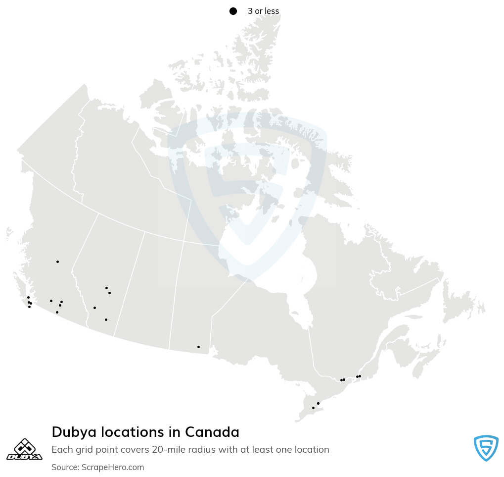 List of all Dubya store locations in Canada - ScrapeHero Data Store