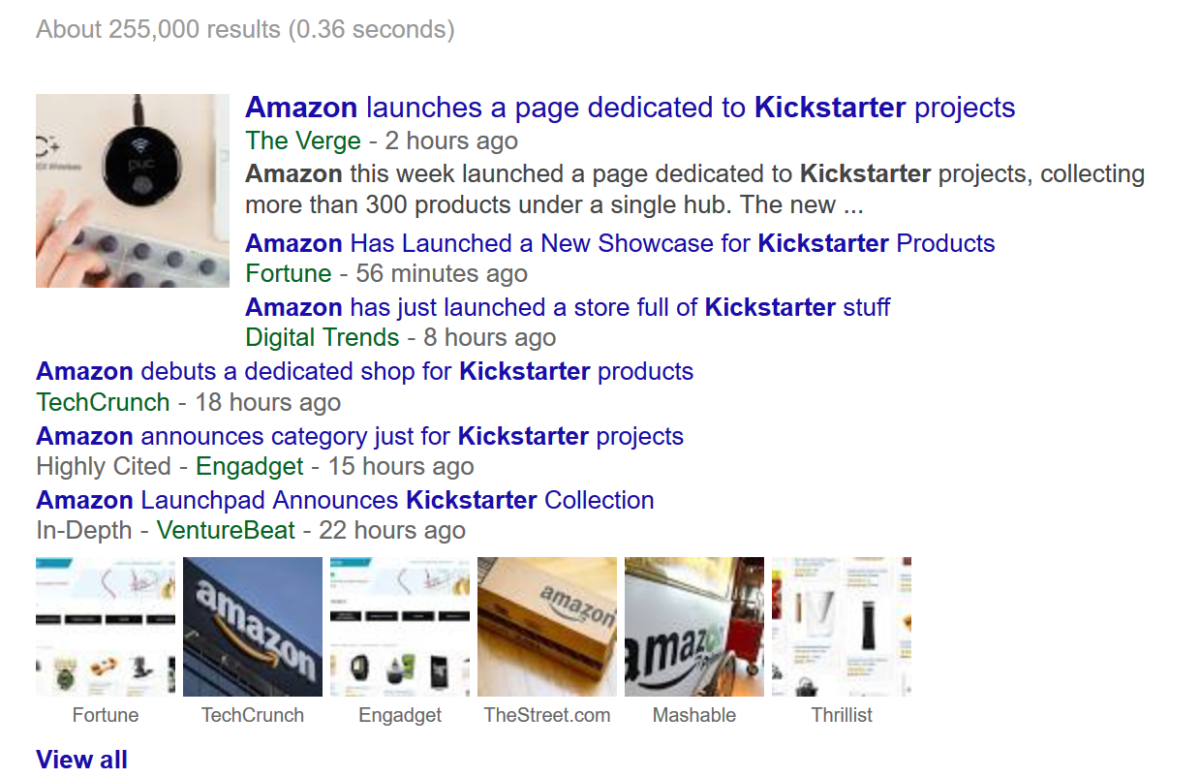 Number of products sold on the Amazon "Made on Kickstarter" store