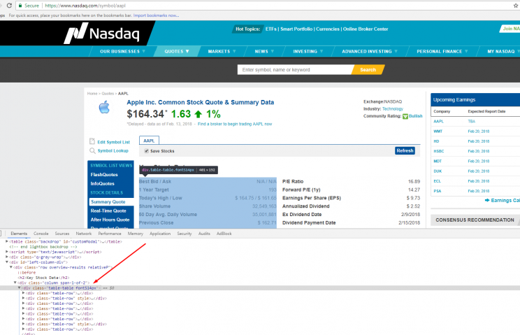 How to scrape Nasdaq and extract Stock Market data using Python and LXML