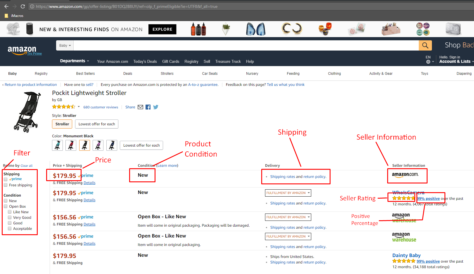 How to monitor price difference across multiple sellers on Amazon