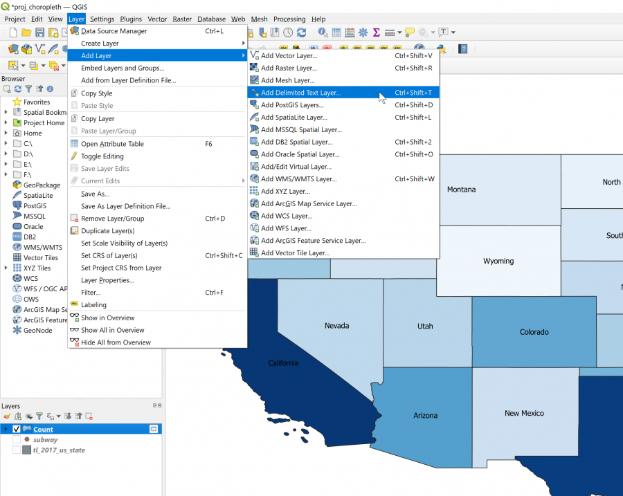 How to visualize location data from a CSV file as a choropleth map in QGIS